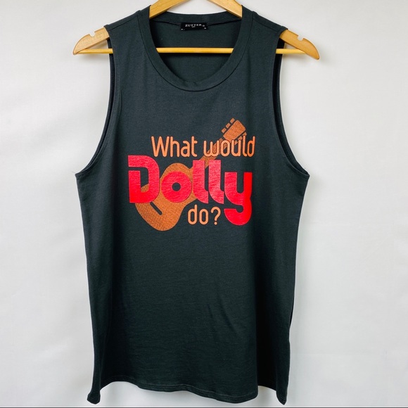 Zutter | Tops | Zutter What Would Dolly Do Graphic Tank Top Black ...